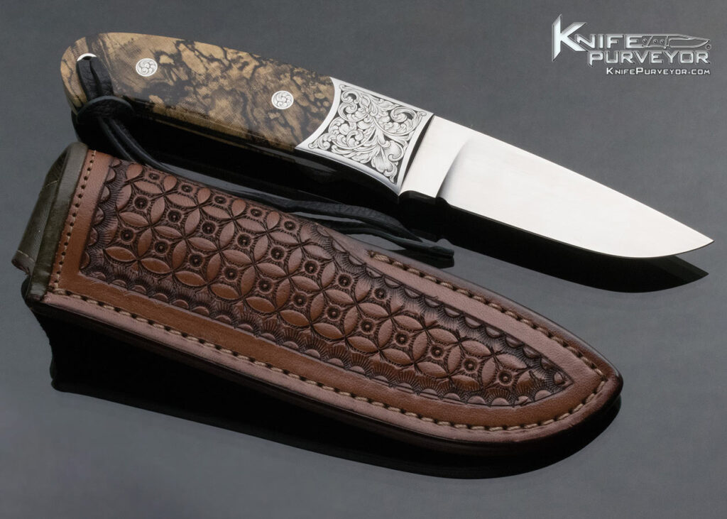 Bill Ankrom Custom Knife Gil Rudolph Engraved Spalted Hackberry Burl ...