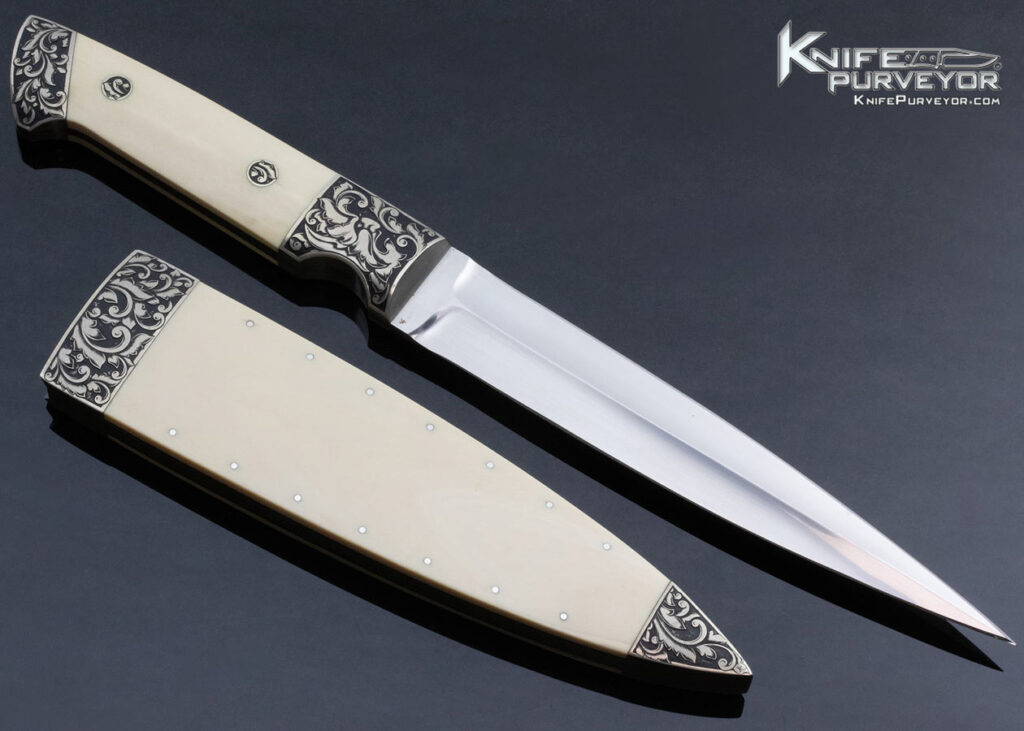 Jim Hammond Custom Knife Michael Collins Engraved Mammoth Fighter ...