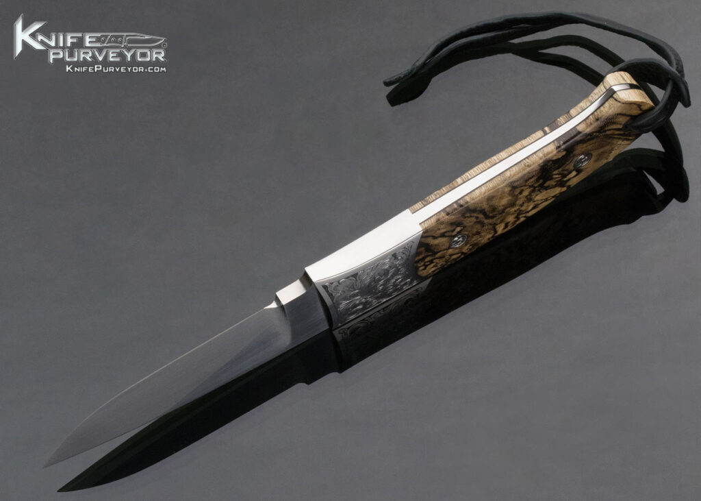 Bill Ankrom Custom Knife Gil Rudolph Engraved Spalted Hackberry Burl ...