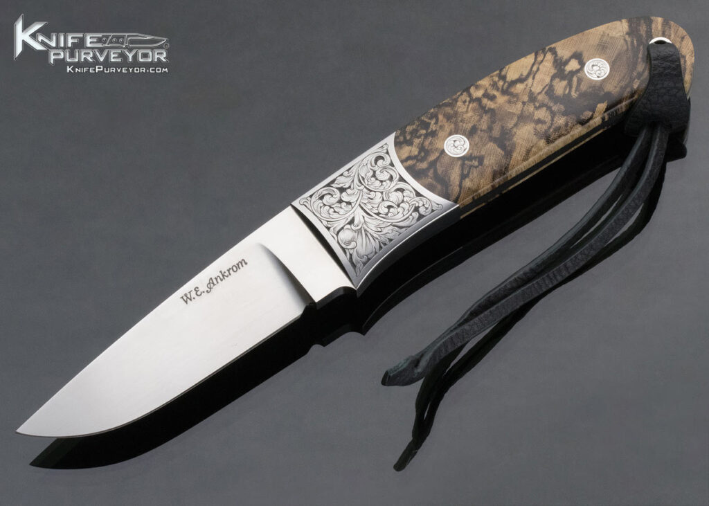 Bill Ankrom Custom Knife Gil Rudolph Engraved Spalted Hackberry Burl ...