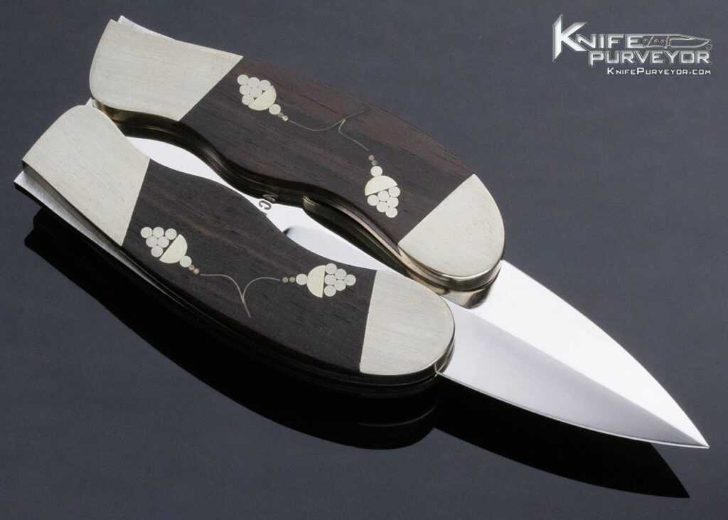 Jim Ence Custom Knife Desert Ironwood Inlaid Folding Push Dagger ...