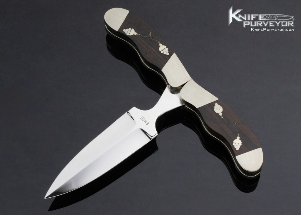 Jim Ence Custom Knife Desert Ironwood Inlaid Folding Push Dagger ...