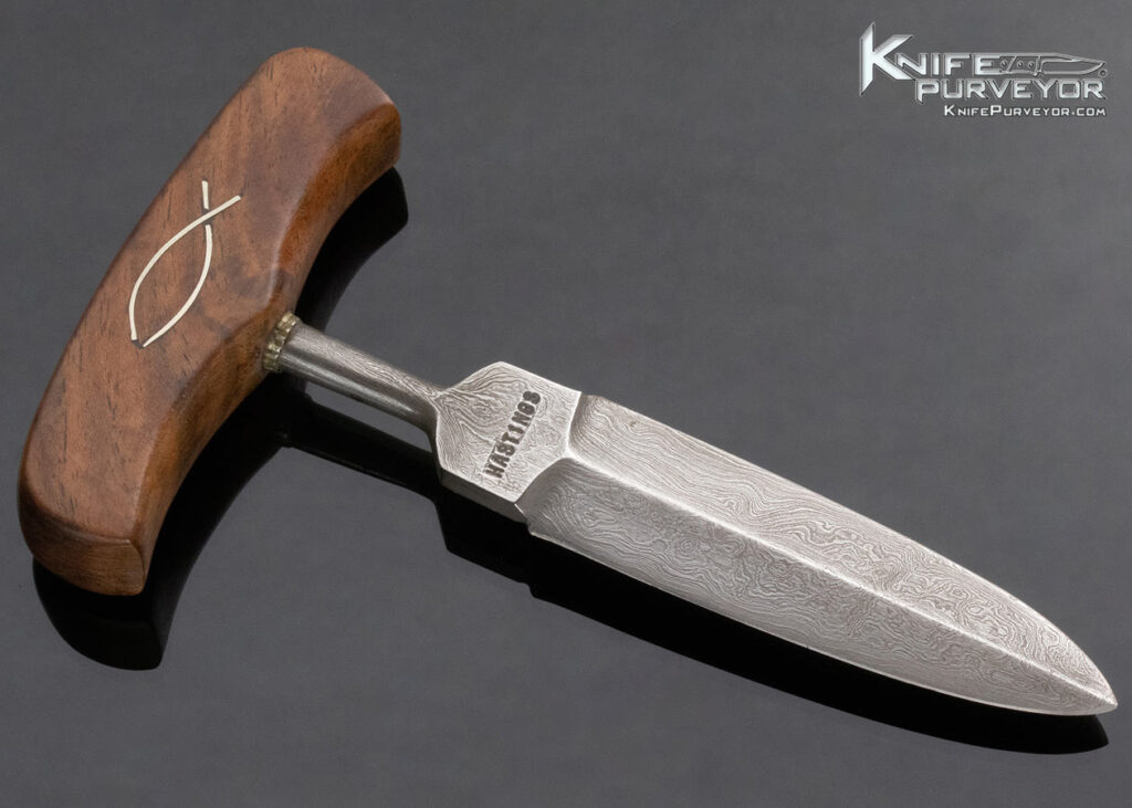 Don Hastings MS Custom Knife Wood & Damascus Push Dagger - Knife Purveyor