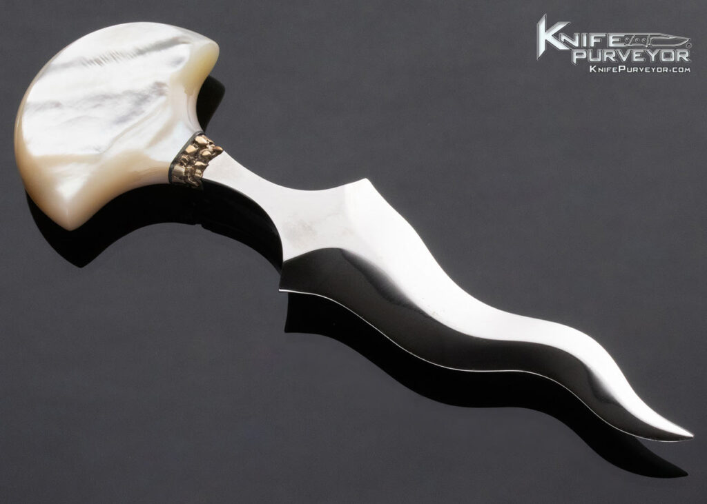 Gary Kelley Custom Knife Carved Pearl and Copper Neck Push Dagger w ...