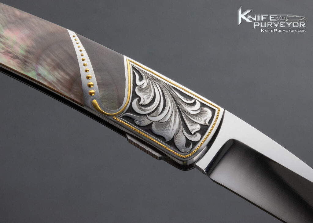 Scott Sawby Custom Knife Black Lip Pearl Skimmer with 24Kt Gold Inlays ...