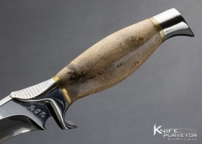 Wayne J. Whittaker Custom Knife 1976 Wood and Brass Recurve Bowie with ...