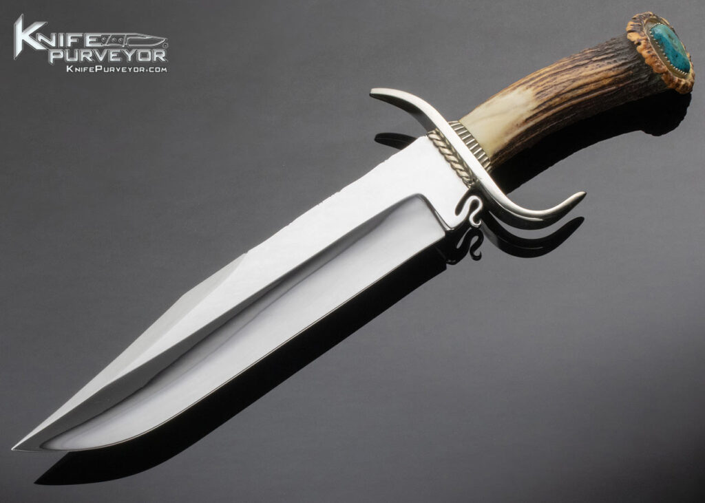 Lloyd Hale Custom Knife Stag False Top Edge Bowie with High Grade Lone ...