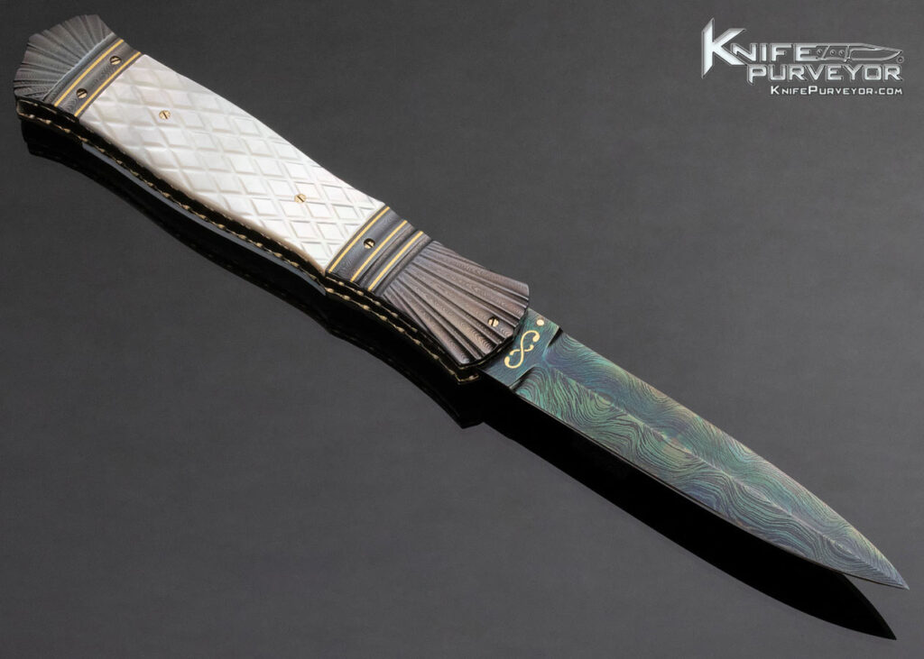 John W. Smith Custom Knife Checkered Mother of Pearl Shell and Fluted ...