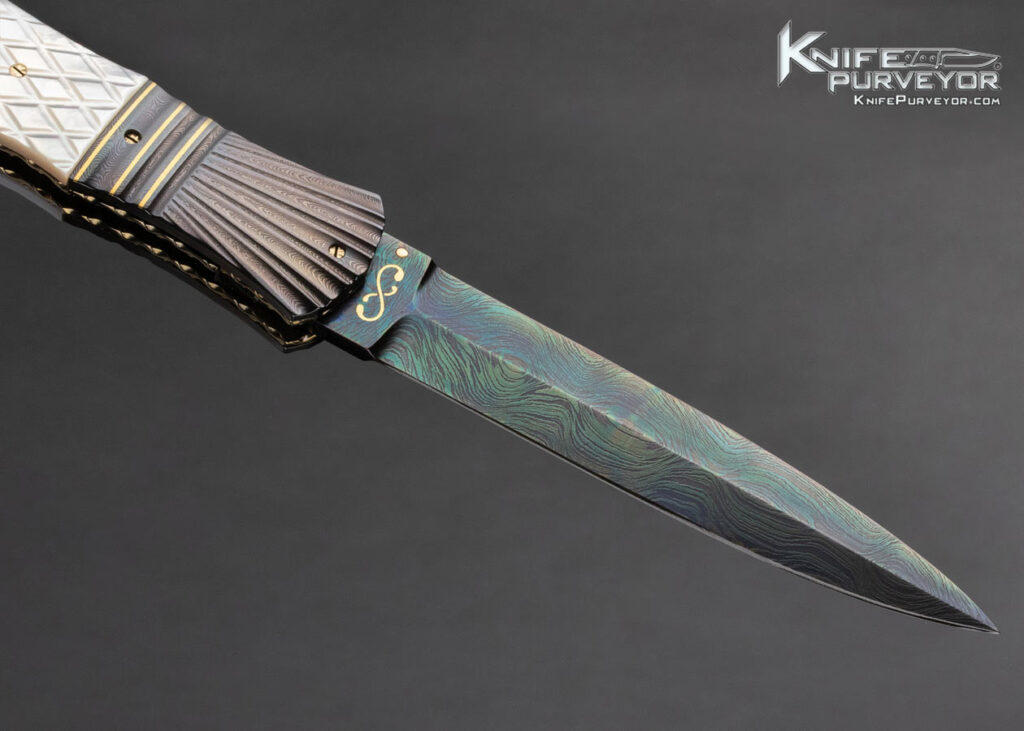 John W. Smith Custom Knife Checkered Mother of Pearl Shell and Fluted ...