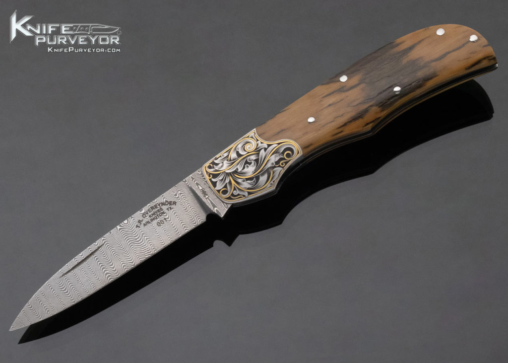 Tom Overeynder Custom Knife Mike Norris Damascus Ray Cover Jr Engraved ...