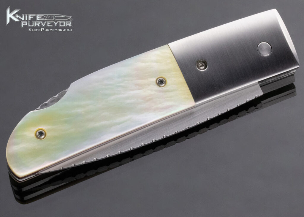 Mel Pardue Custom Knife Goldlip Pearl with Red Spacers and Titanium ...