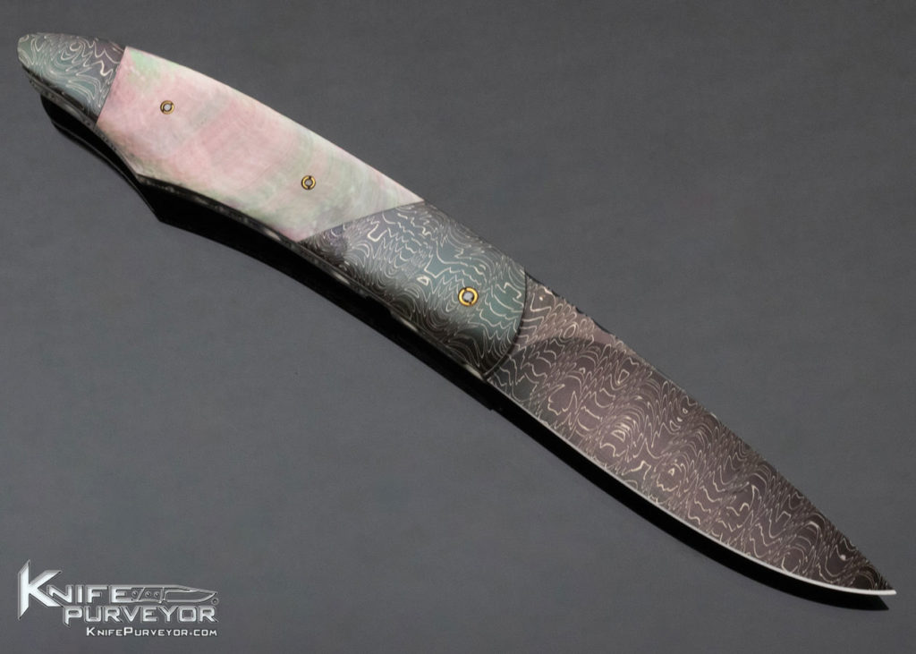 Stan Wilson Custom Knife Double Bolster Damascus and Black Lip Pearl ...
