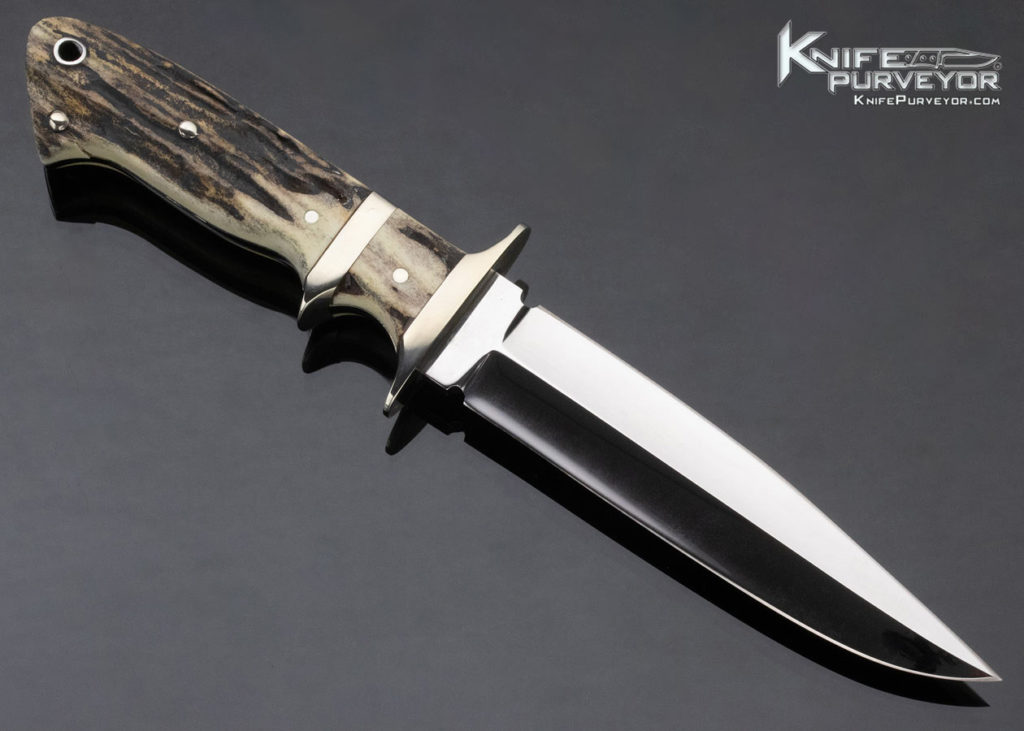 Mel Pardue Custom Knife Stag Subhilt Fixed Blade with Crack in Stag off ...