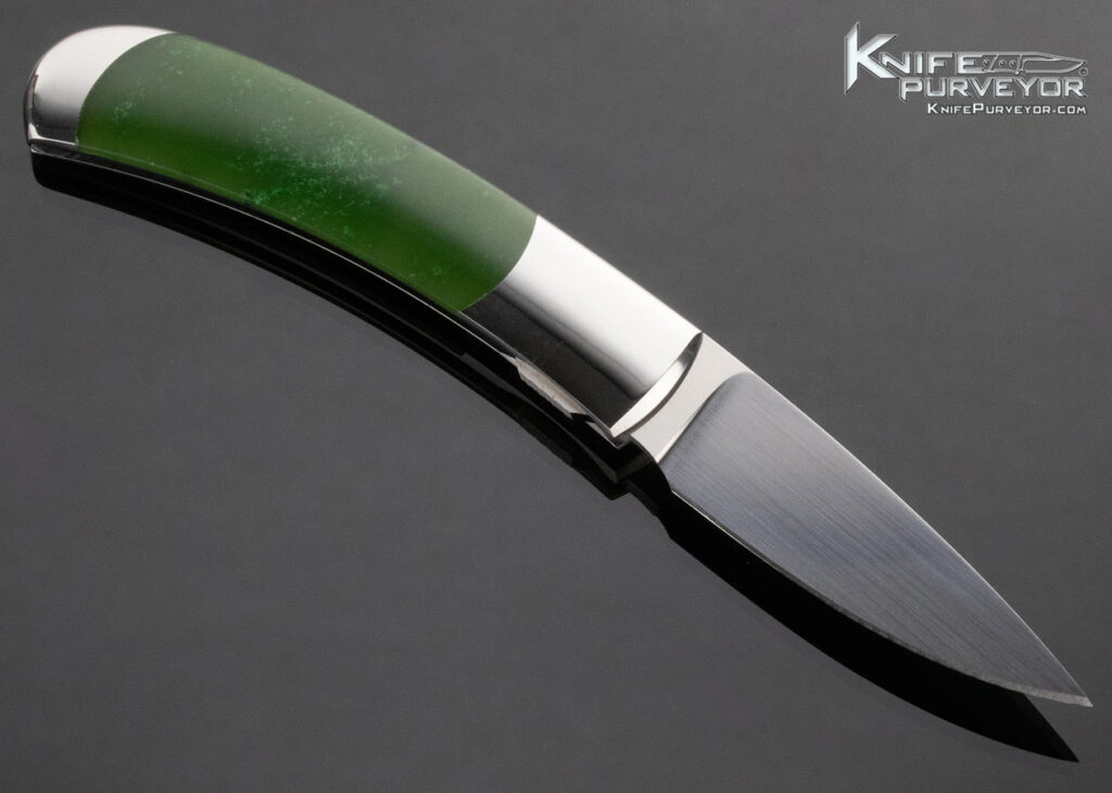 Scott Sawby Custom Knife Self Lock with Stainless Bolsters and Green ...