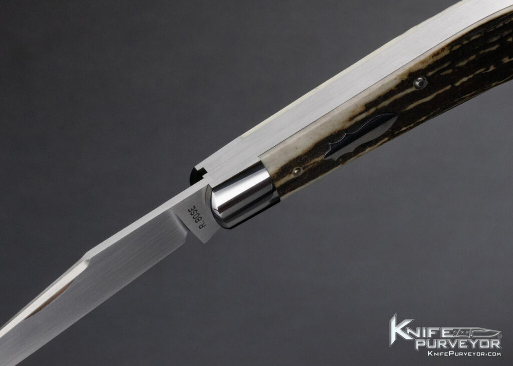 Reese Bose Custom Knife 2 Blade Sambar Stag Trapper with Half Stops and ...