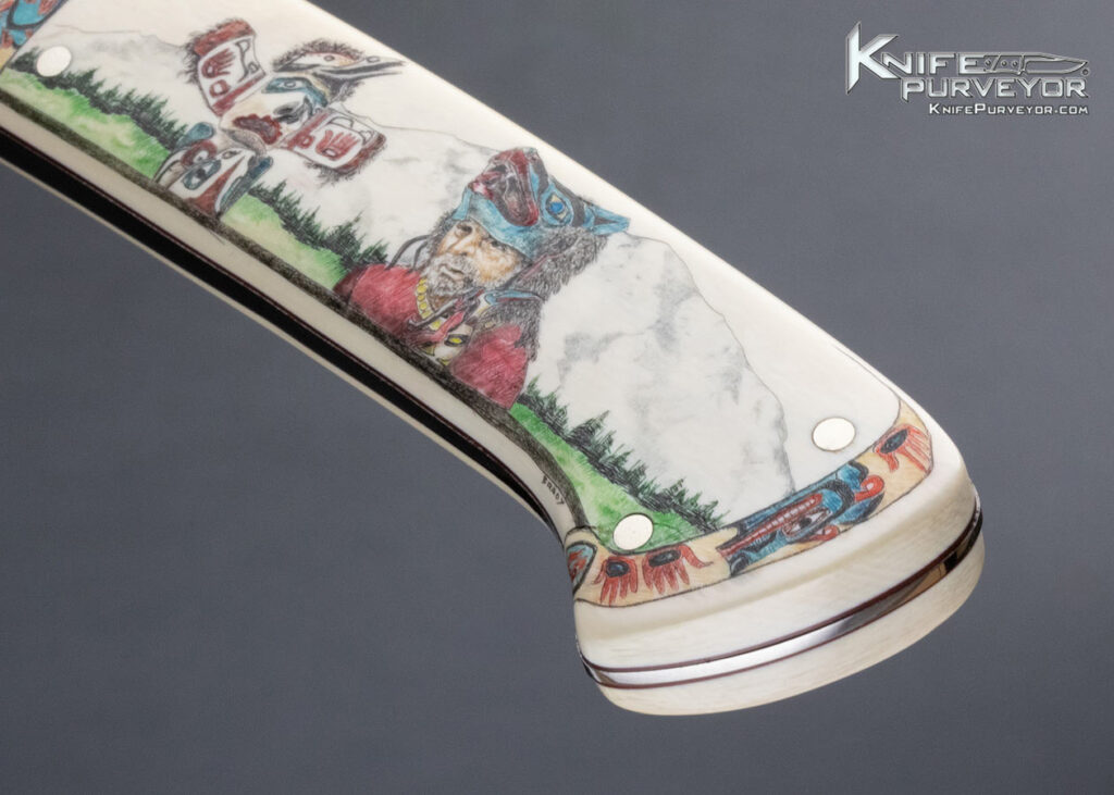 Chubby Hueske Custom Knife Sandra Brady Scrimshawed Drop Point Hunter ...