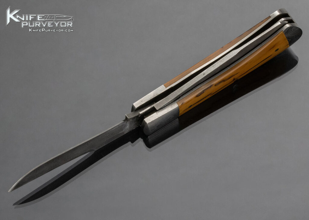 Bill Ruple Custom Knife Damascus and Mammoth 2 Blade Slipjoint Folder ...