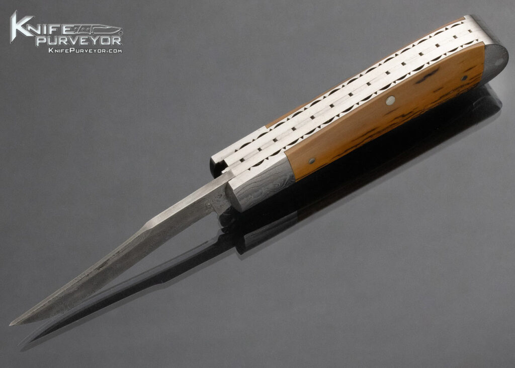 Bill Ruple Custom Knife Damascus and Mammoth 2 Blade Slipjoint Folder ...