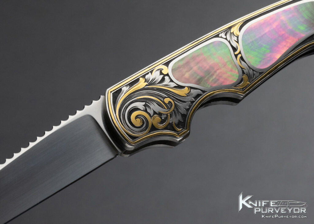 Joe Kious Custom Knife Black Lip Pearl Double Interframe Lockback ...