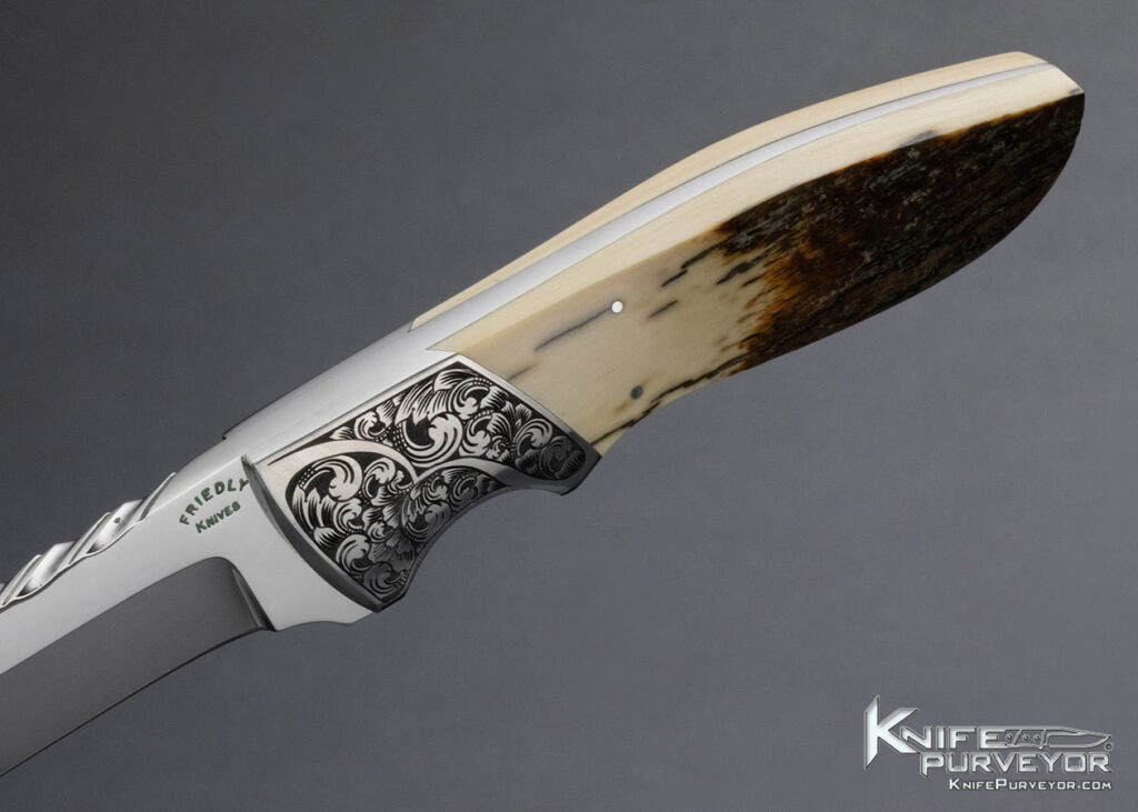 Dennis Friedly Custom Knife Bruce Shaw Engraved Mammoth Chute Knife ...