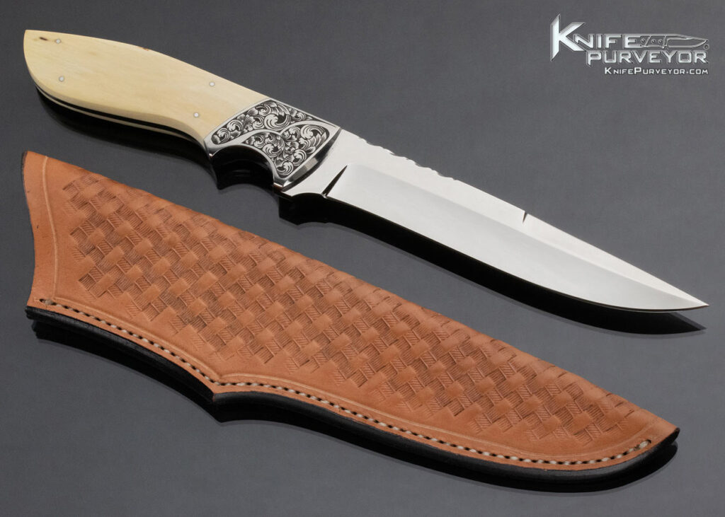 Dennis Friedly Custom Knife Bruce Shaw Engraved Mammoth Chute Knife ...