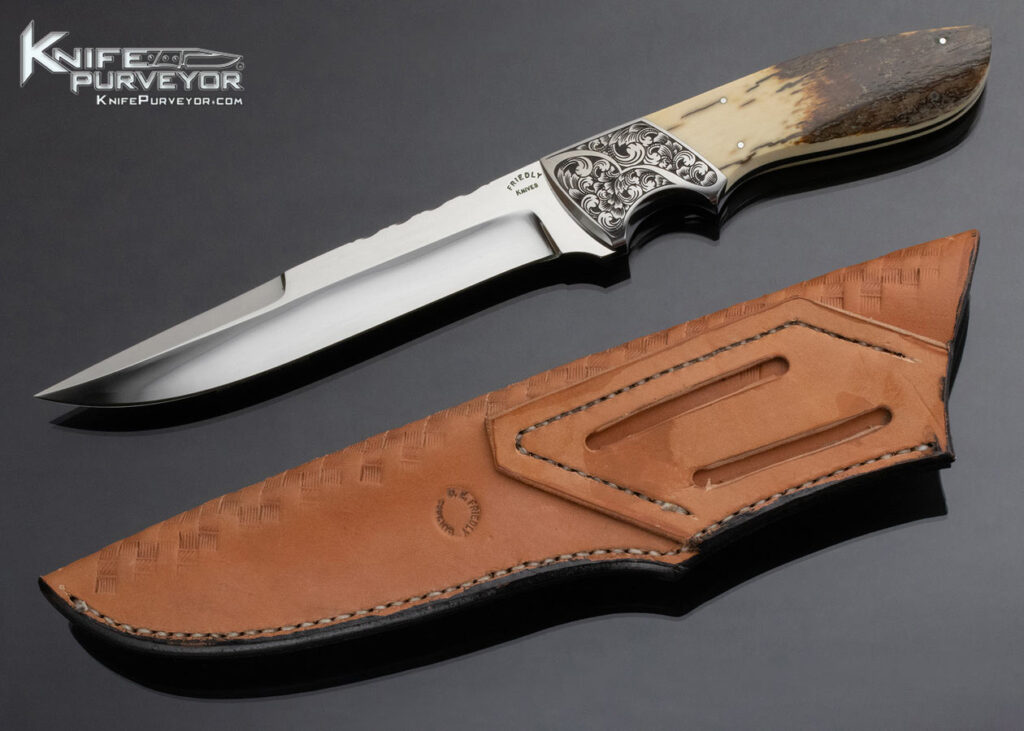 Dennis Friedly Custom Knife Bruce Shaw Engraved Mammoth Chute Knife ...