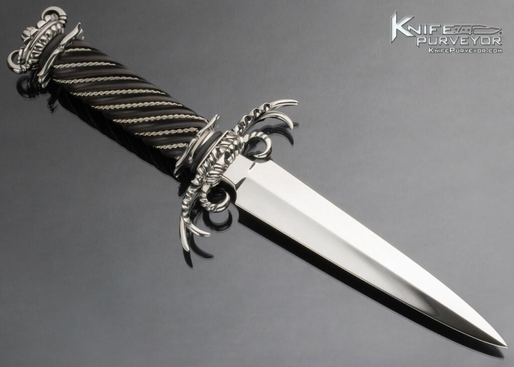 Lloyd Hale Custom Knife Fluted Ebony with Fine Silver Wire Presentation ...