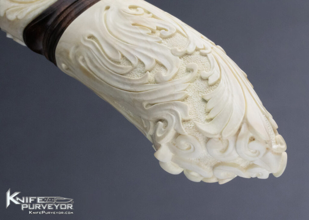 Roger Bergh Custom Knife Mosaic Damascus Desert Ironwood and Carved ...