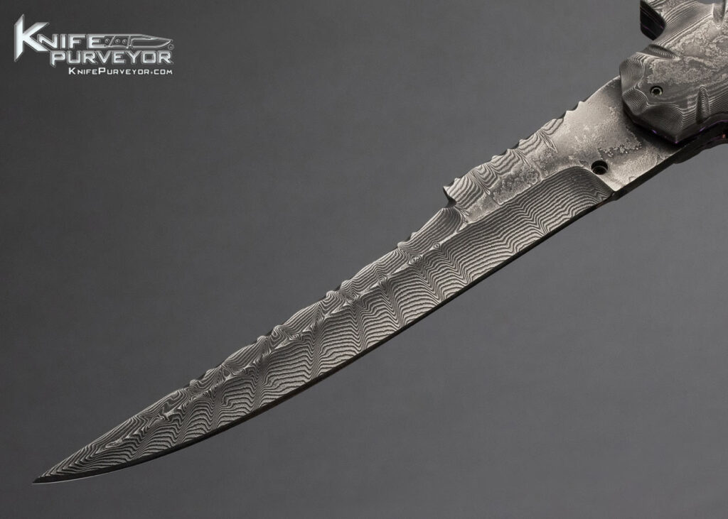 Butch Vallotton Custom Knife Damascus and Mammoth Star Mokuti Automatic ...