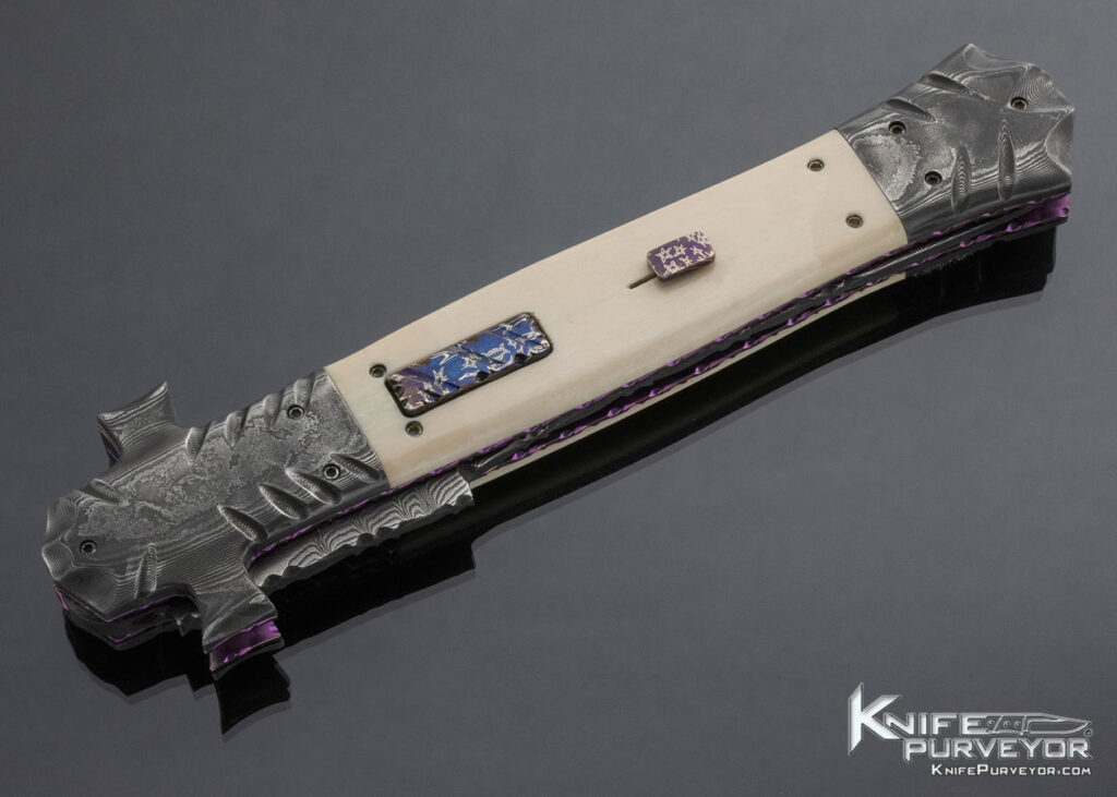 Butch Vallotton Custom Knife Damascus and Mammoth Star Mokuti Automatic ...