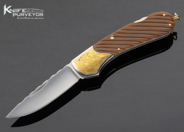 Joe Kious Custom Knife Martin Butler 24Kt Gold Inlaid Fluted Walrus ...