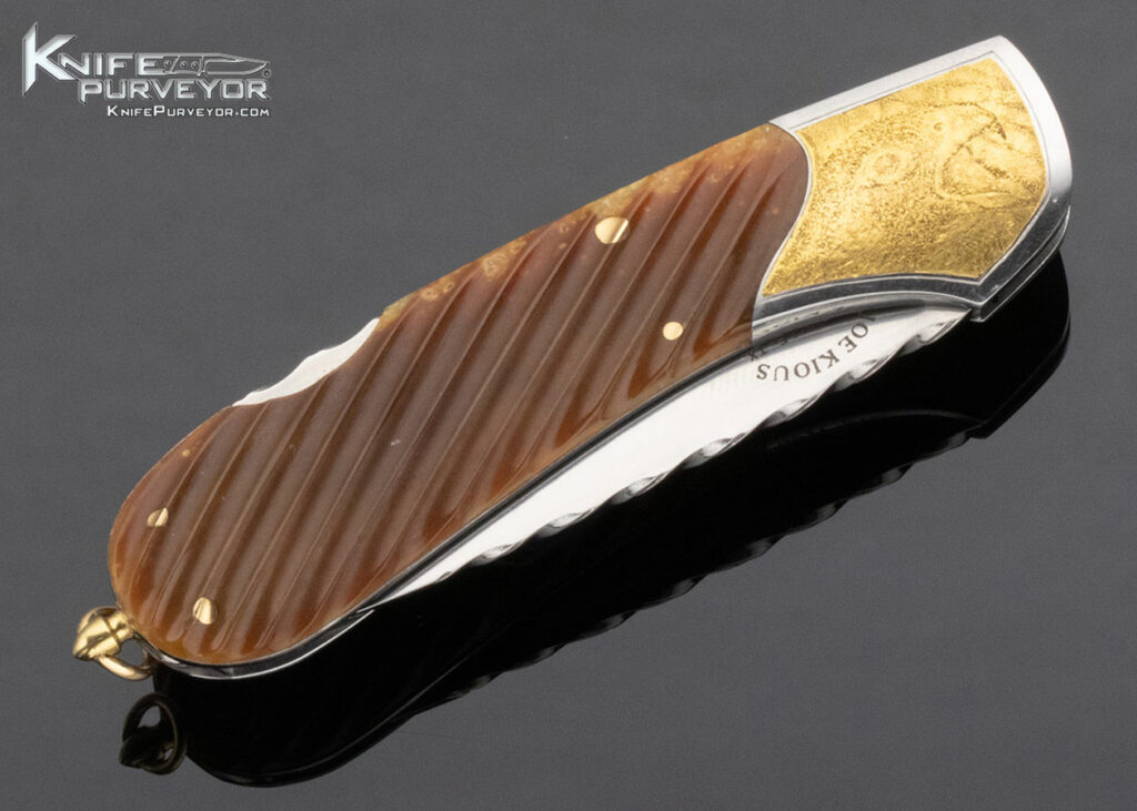 Joe Kious Custom Knife Martin Butler 24Kt Gold Inlaid Fluted Walrus ...