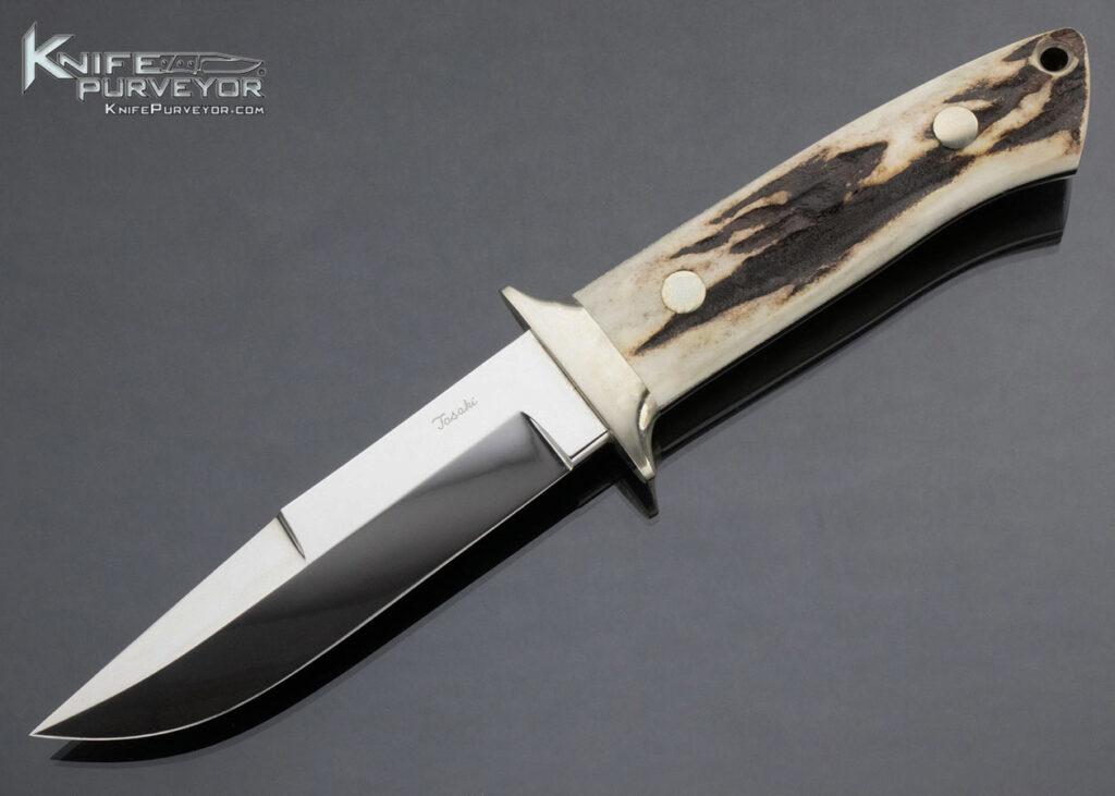 Tosaki Custom Knife Stag Chute Knife with Sheath - Knife Purveyor