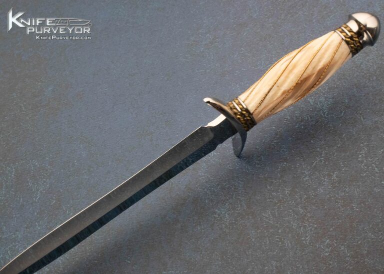 Joe Kious Custom Knife Fluted Fossilized Walrus Dagger with Braided ...