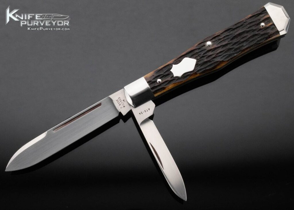 Tony Bose Custom Knife #8 Remington Jigged Bone 2 Blade Coffin Jack ...