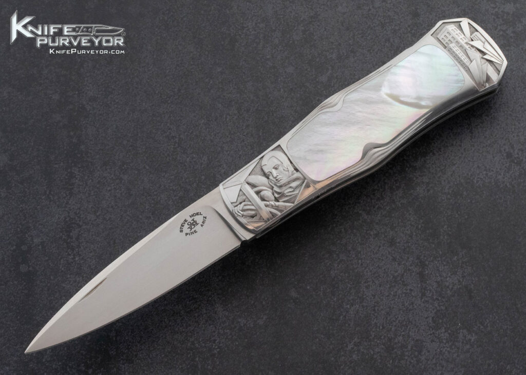 Steve Hoel Custom Knife Mother of Pearl Interframe Lockback Dagger ...