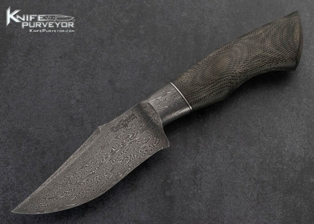 Adam DesRosiers Custom Knife Master Smith Sole Authorship Damascus and Canvas Micarta Integral ...