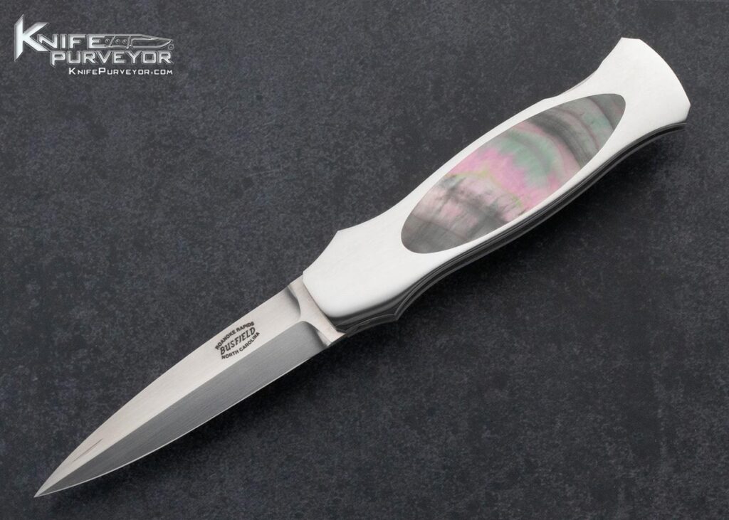 Jack Busfield Custom Knife Black Lip Tahitian Pearl Interframe Lockback ...