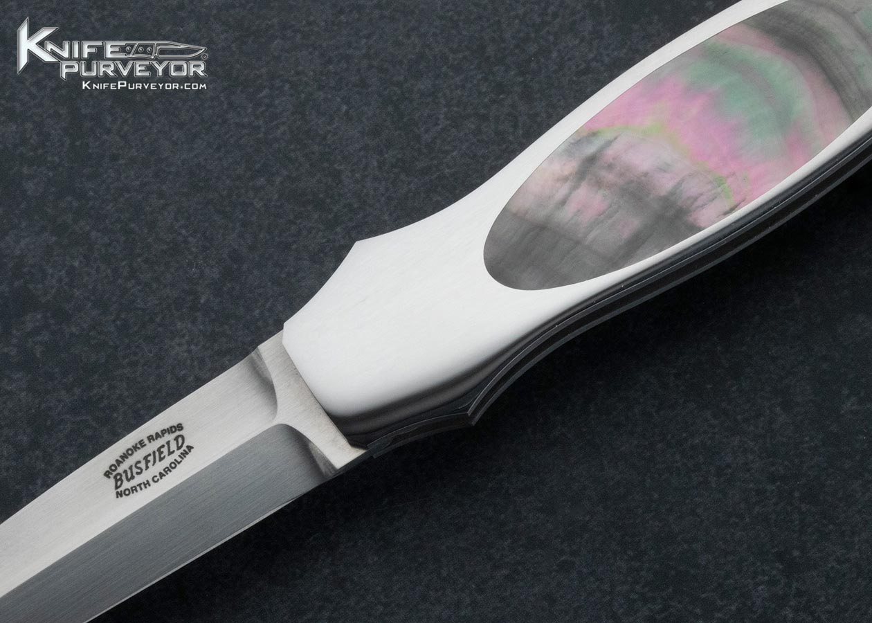 Jack Busfield Custom Knife Black Lip Tahitian Pearl Interframe Lockback ...