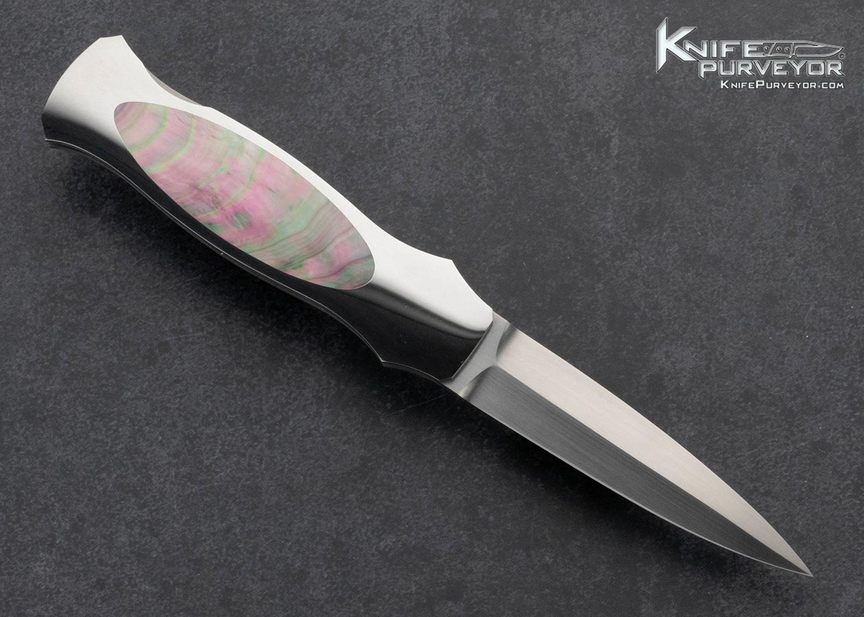Jack Busfield Custom Knife Black Lip Tahitian Pearl Interframe Lockback ...