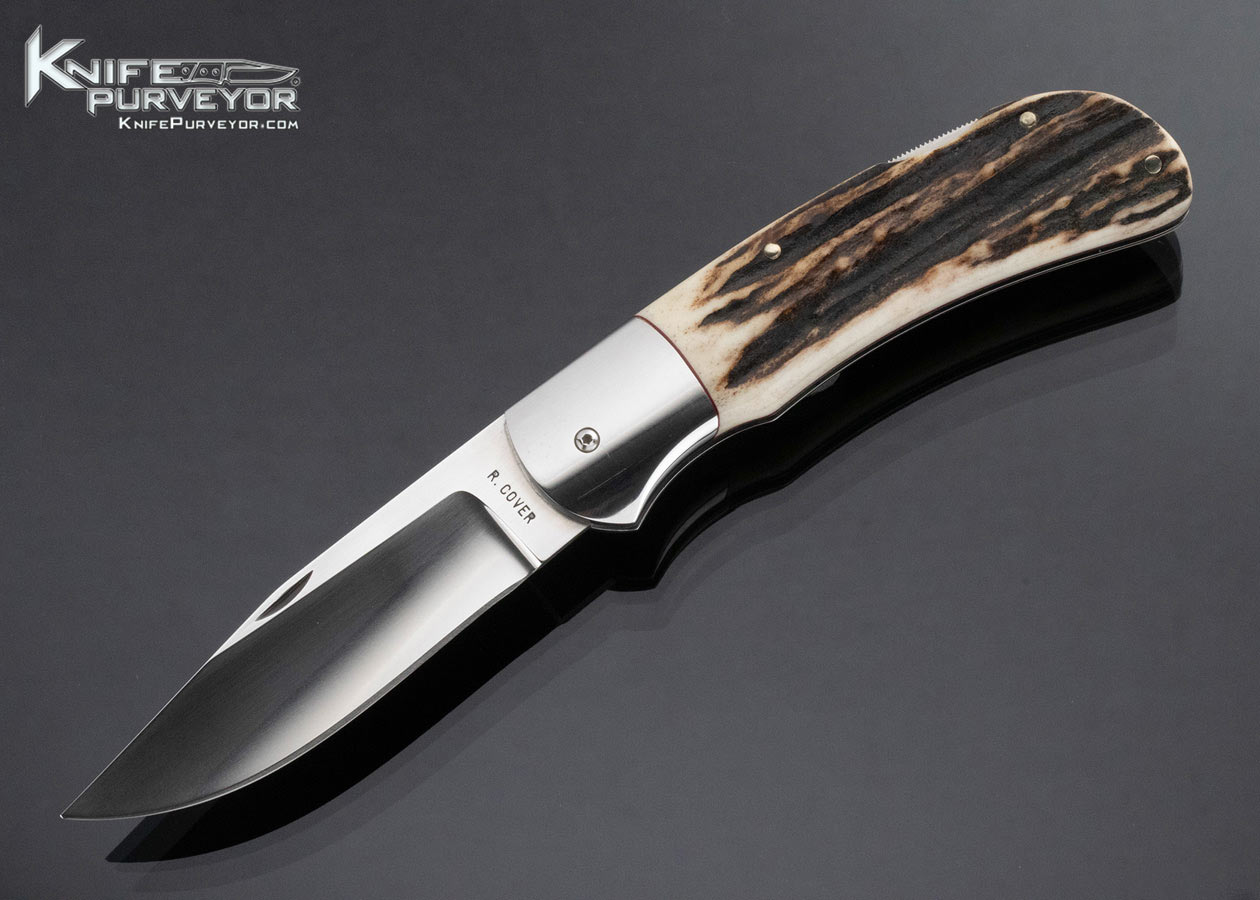 Ray Cover Custom Knife Large Stag Hollow Ground Clip Point Lockback ...