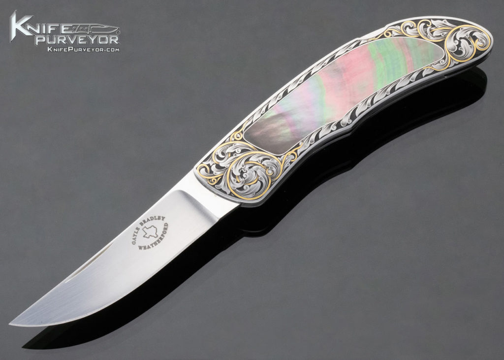 Gayle Bradley Custom Knife Ray Cover Jr. Engraved Black Lip Pearl ...