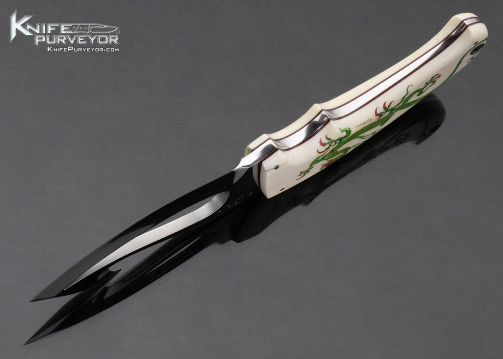 W.W. Cronk Custom Knife Skeletonized Gut Hook Scrimshawed by Ron Skaggs ...