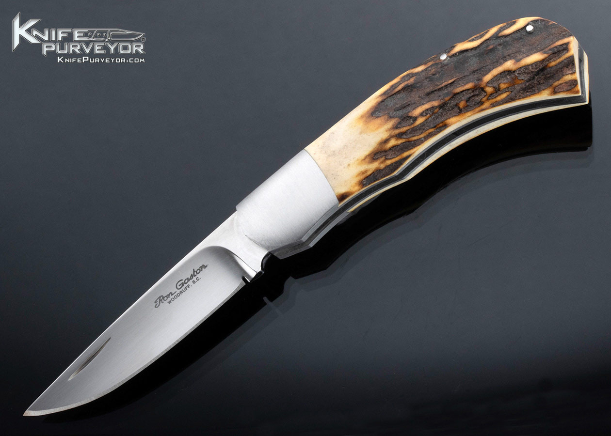 Ron Gaston Custom Knife Stag Slip Joint with Half Stop - Knife Purveyor