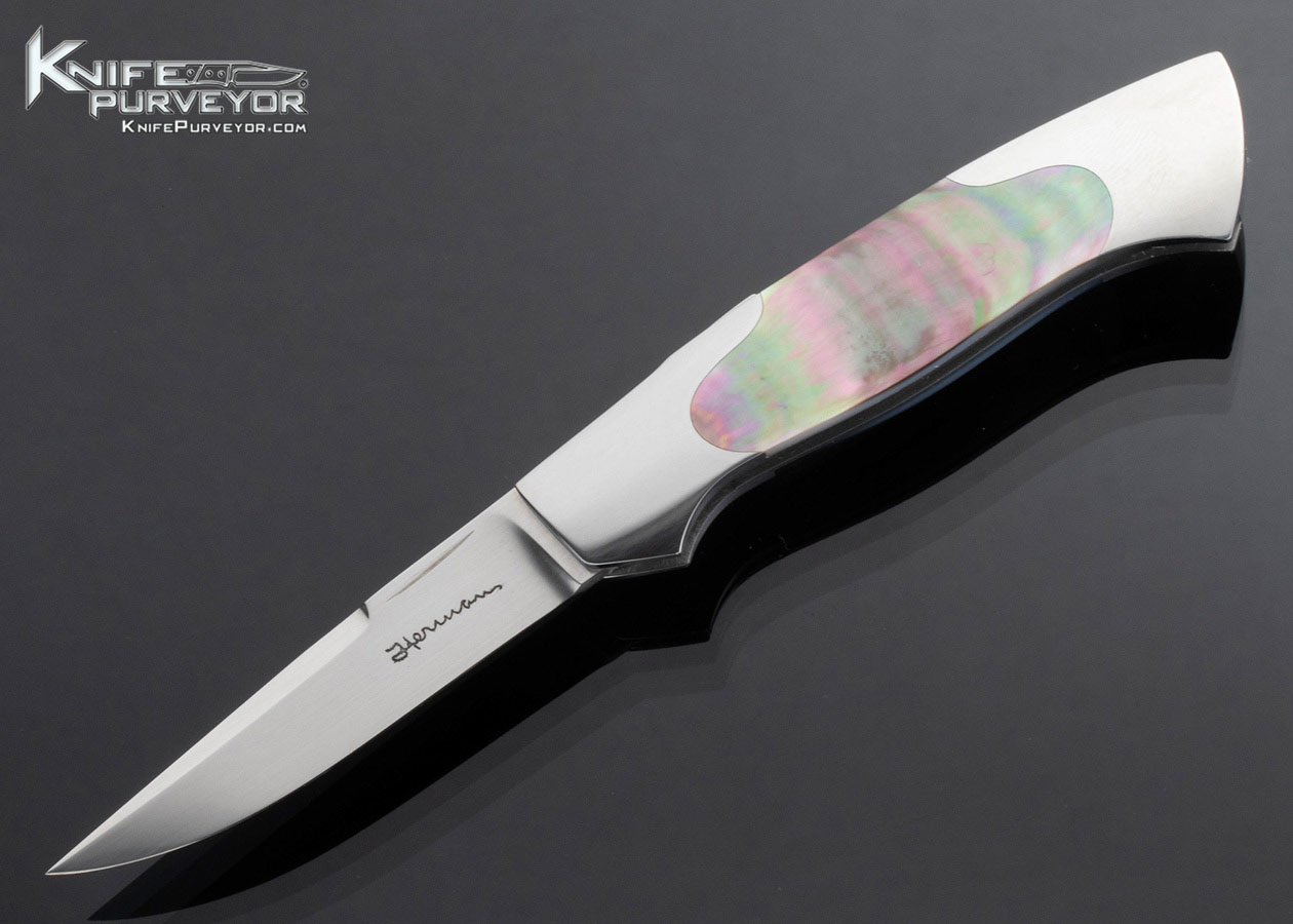 Tim Herman Custom Knife Black Lip Tahitian Pearl Lockback - Knife Purveyor