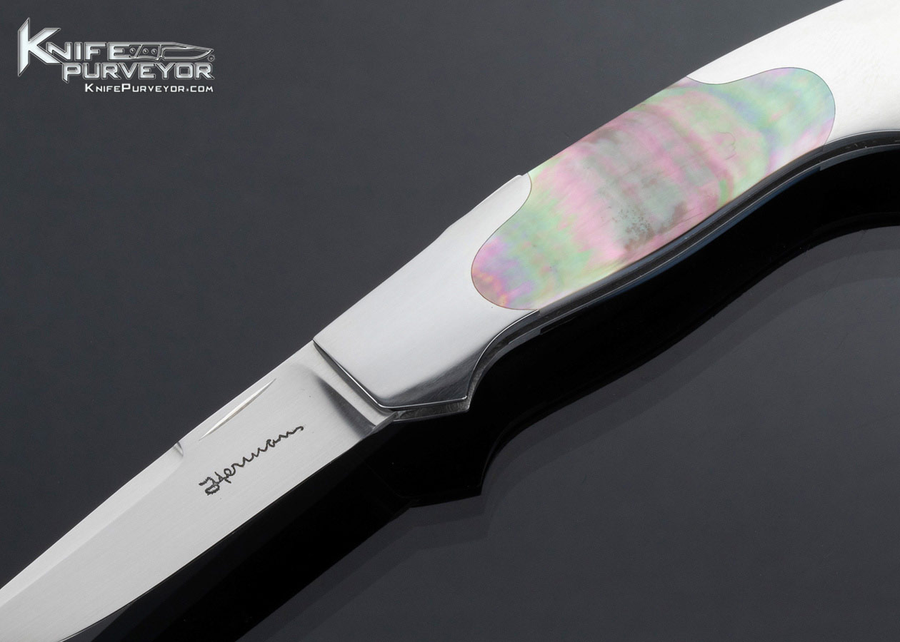 Tim Herman Custom Knife Black Lip Tahitian Pearl Lockback - Knife Purveyor