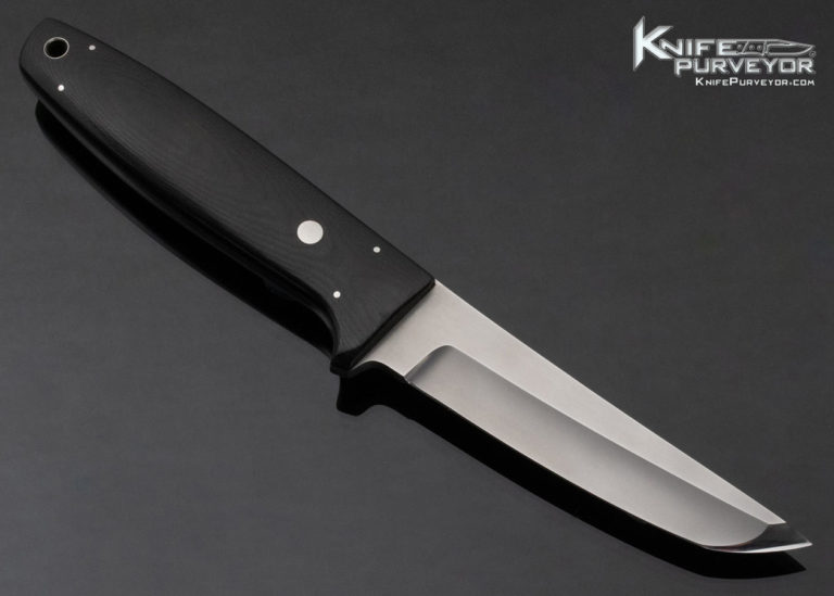 Bob Lum Custom Knife Black Micarta Tanto - Knife Purveyor