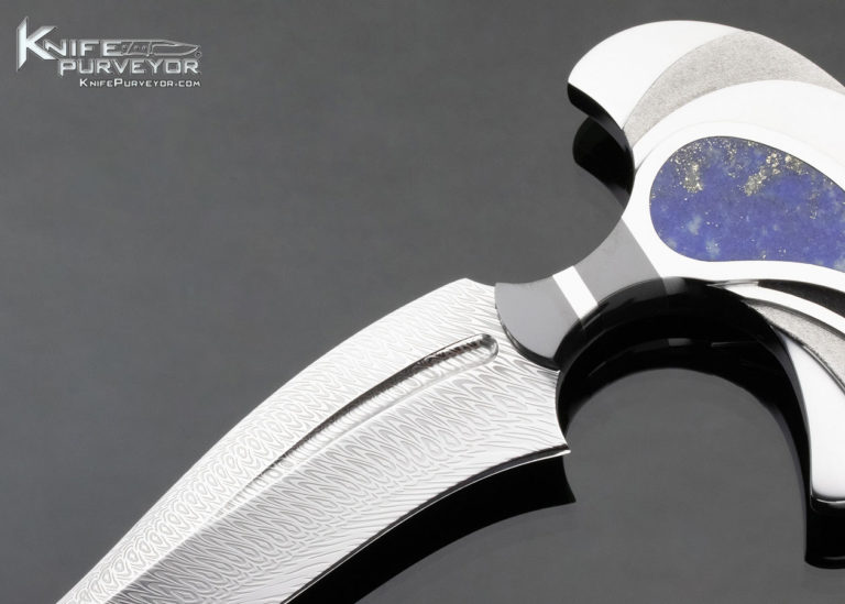 Ron Best Custom Knife Lapis Lazuli & Damascus Push Dagger - Knife Purveyor