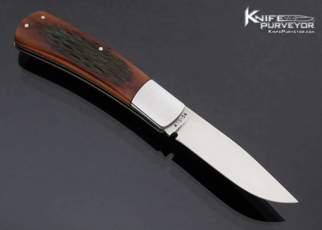 Ray Cover Custom Knife Slip Joint Jigged Amber Bone Stainless Bolsters ...