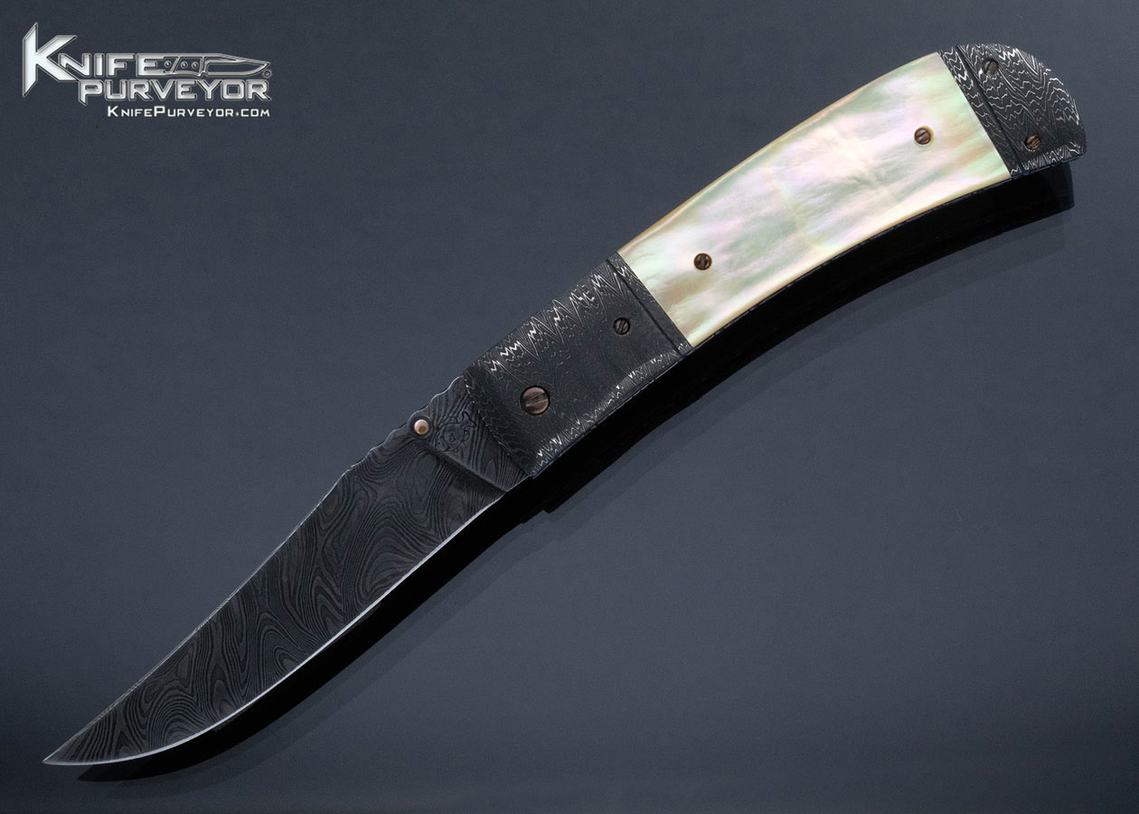 Don Hanson Custom Knife Sole Authorship Damascus and South Sea Gold Lip ...